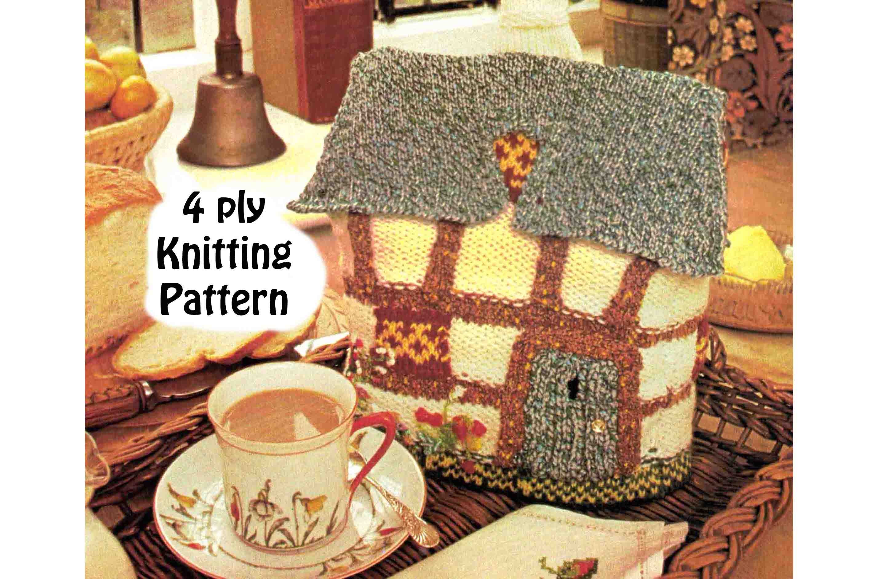 Tea Cosy Cottage Knitting Pattern 1970's Multi Coloured Country House ...