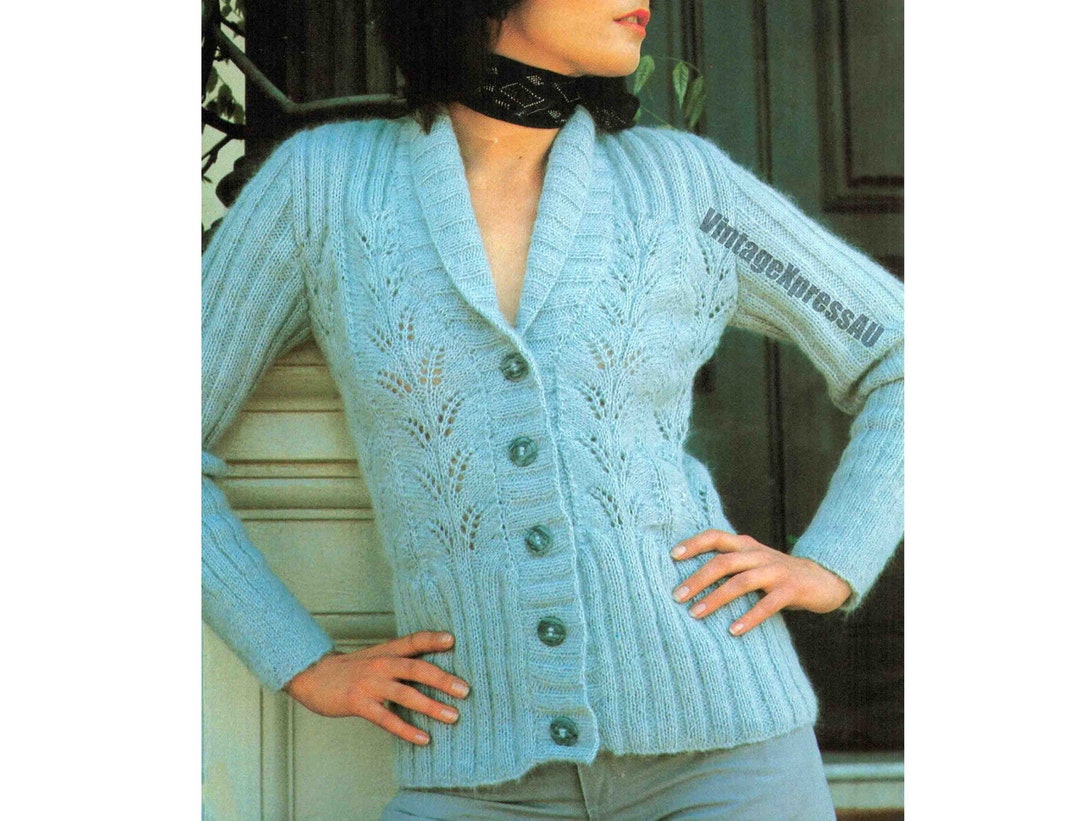 Lace Cardigan Knitting Pattern Rib Panels Women 6 Sizes 32-42in 81 ...
