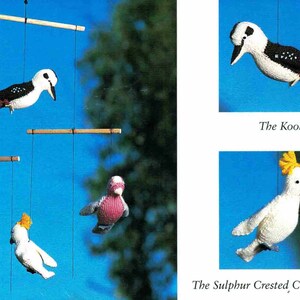 Birds Mobile 7 Knitted Native Australian Knitting Pattern Kookaburra ...