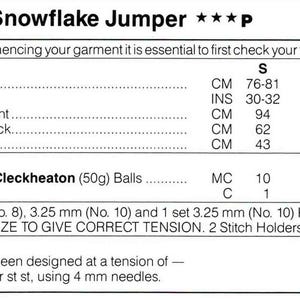 Snowflake Sweater Knitting Pattern Women 3 Sizes S-M-L 30-40in 76-102cm ...