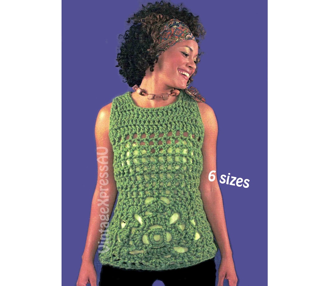 Shell Crochet Top Pattern Women 6 Sizes 35-55" Finished Bust Size 89 ...
