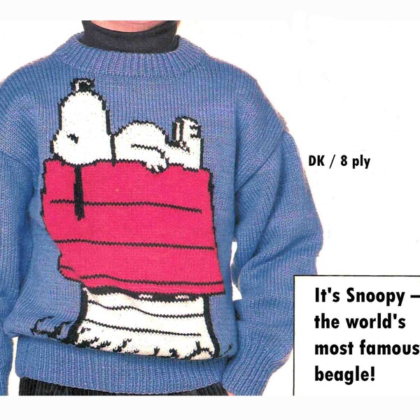 Snoopy Sweater Knitting Pattern - Etsy