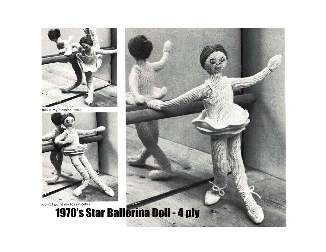 Ballerina Doll Knitting Pattern in ENGLISH 4 Ply Soft Toy Ballet ...
