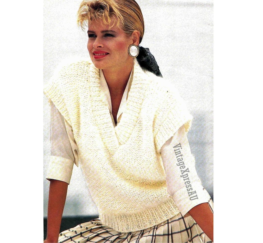 Slipover Vest With Deep V Neck Knitting Pattern in ENGLISH Stocking ...