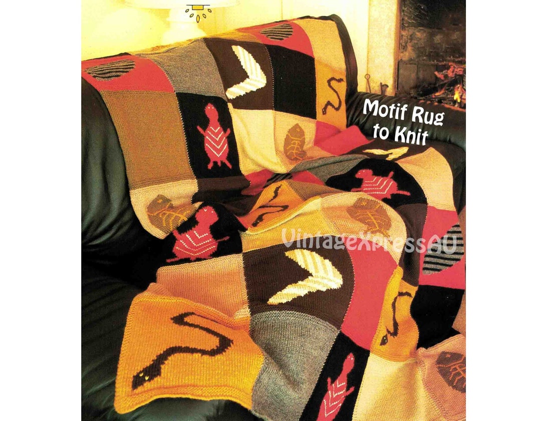 Aboriginal Motifs Knitted Rug Pattern DK 8 Ply Native Australians ...