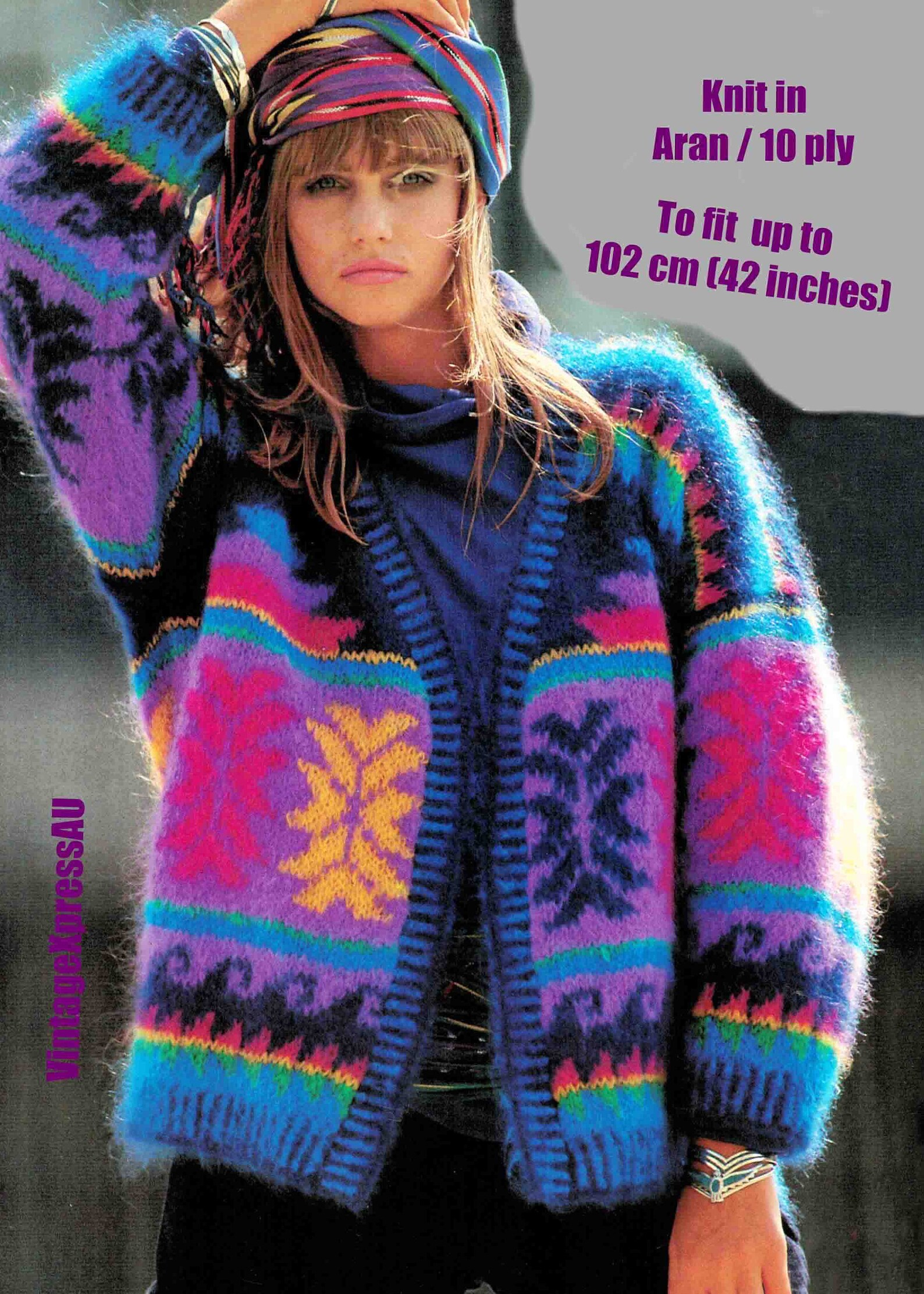 Women's Cardigan Jacket Knitting Pattern in ENGLISH 10 Ply Aran Open ...