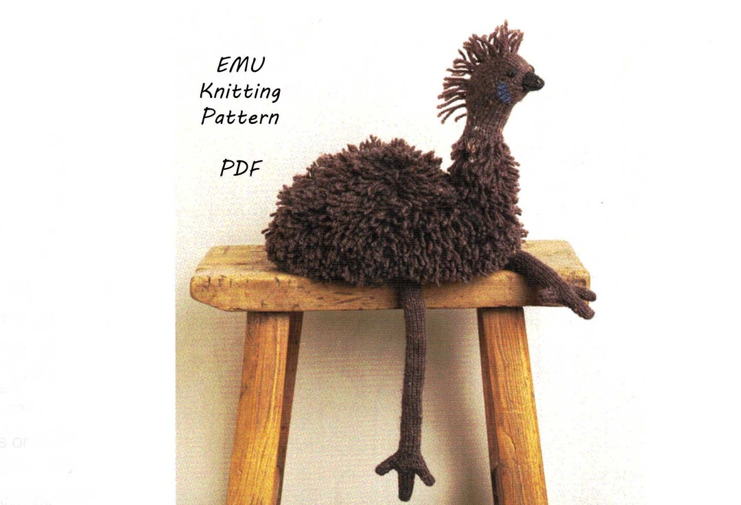 EMU Large Australian Bird Knitting Pattern DK 8ply ~ 24cm High ...