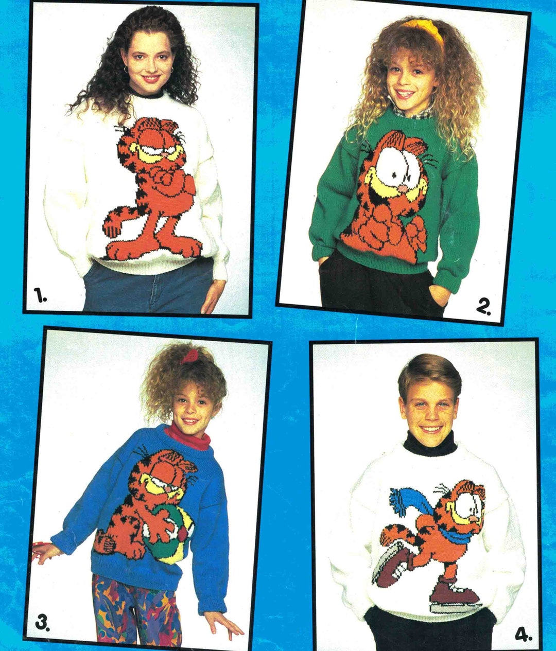 Garfield Jumpers to Knit 8 Ply Sweater 4 Different Graphs Intarsia ...