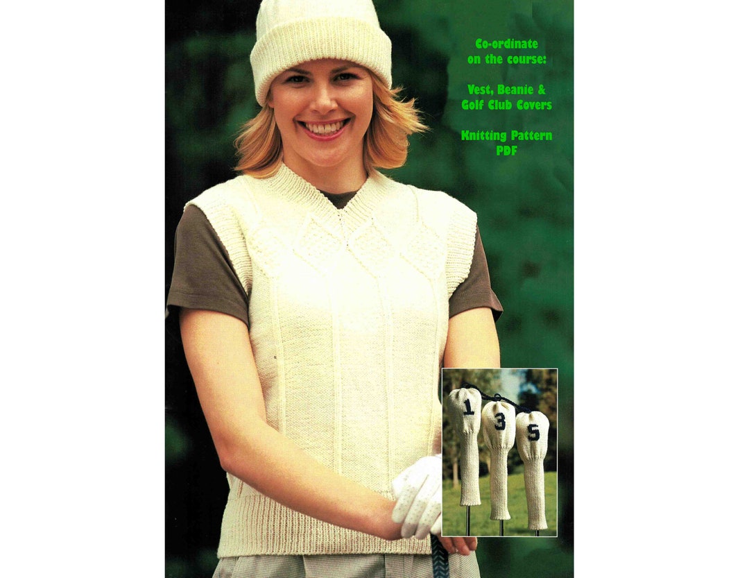 GOLF Club Covers Co-ordinated Set Knitting Pattern ~ Diamond Patterned ...