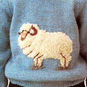 MERINO SHEEP Animal Sweater Knitting Pattern Jumper ~ Embroidered ...