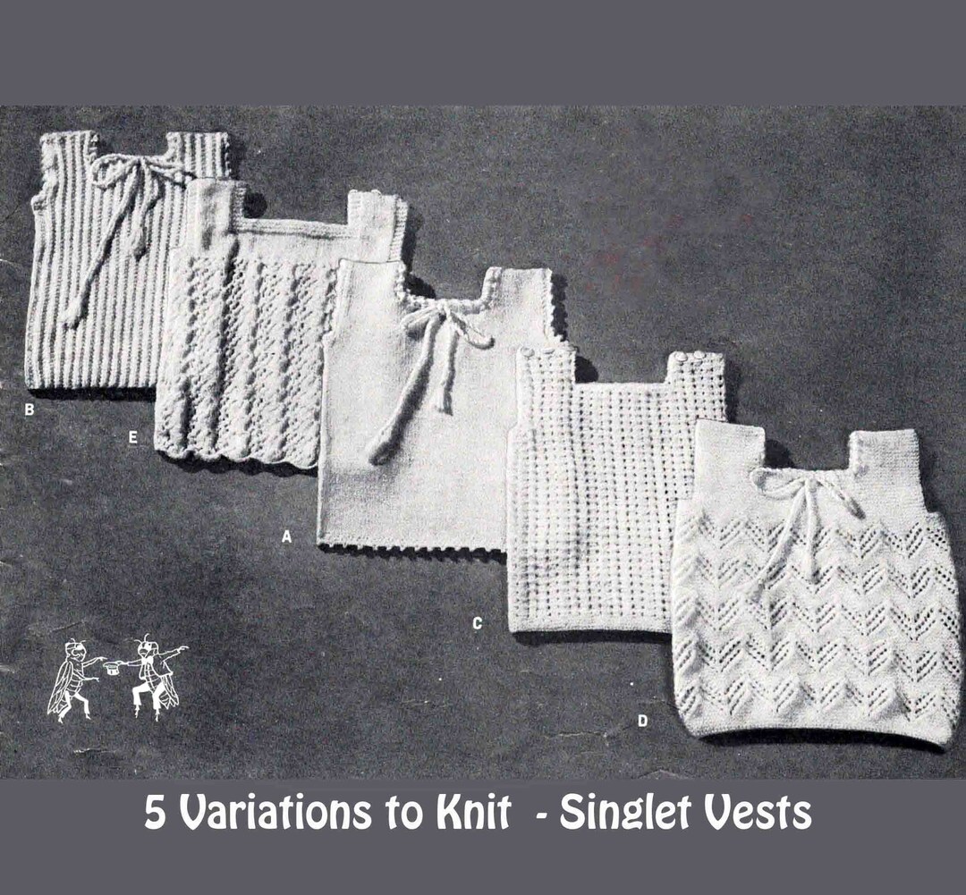 Baby Vests X 5 Variations Knitting Pattern 3 Ply Fingering Sleeveless ...