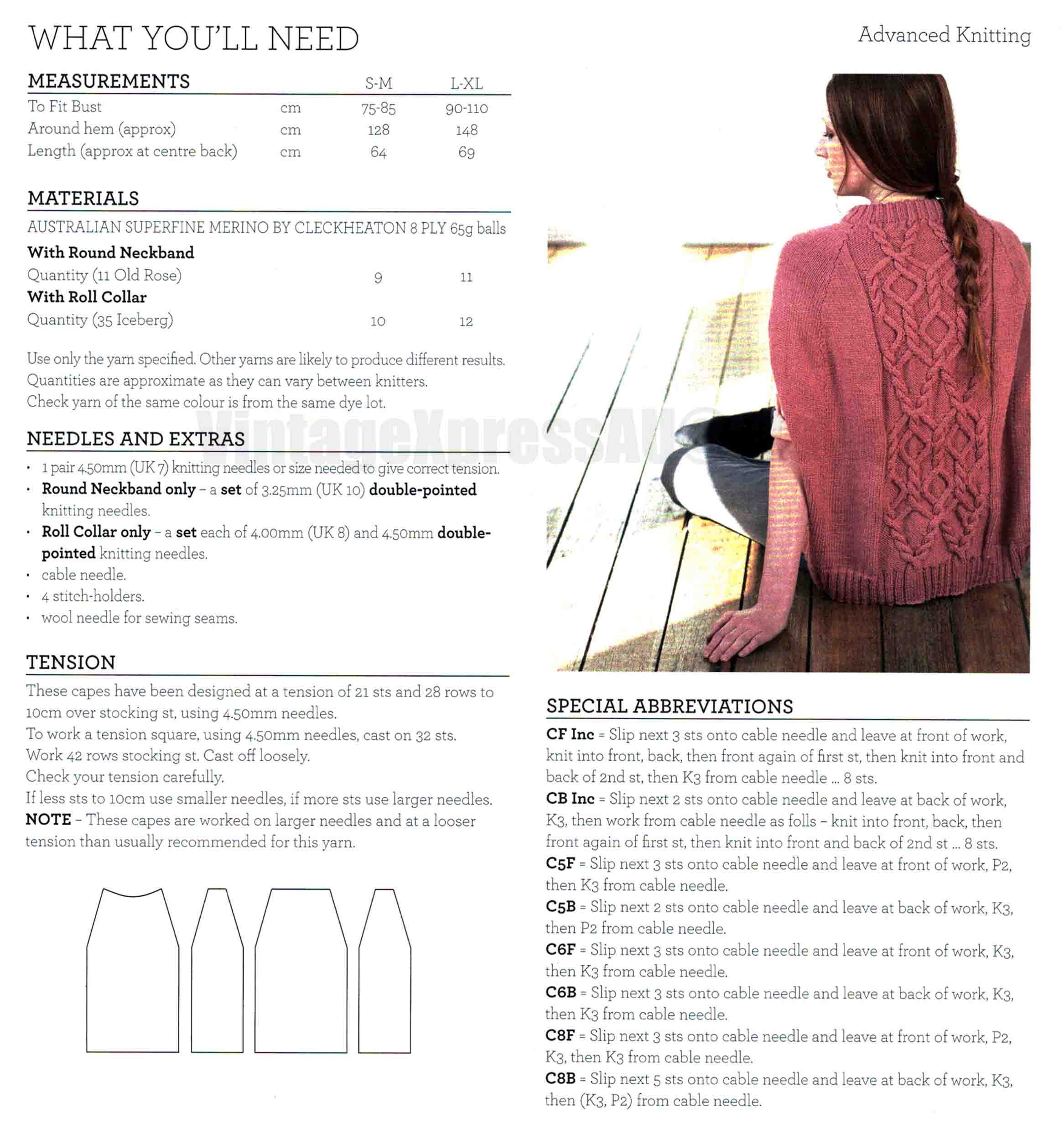 Sweater Cape Knitting Pattern DK / 8 Ply Women's 75-110cm - Etsy