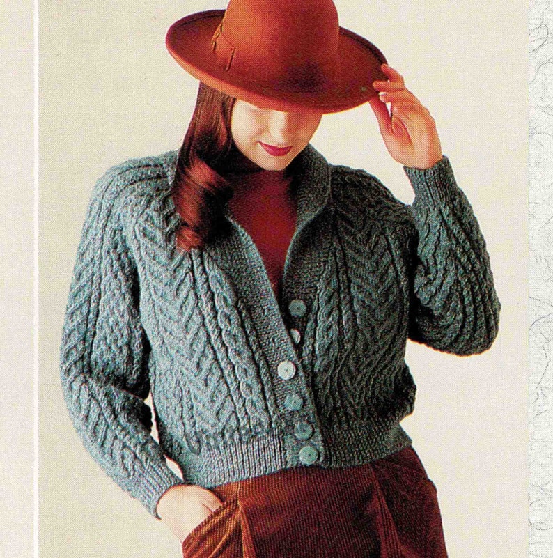 Aran Unisex Jacket Knitting Pattern 3 Sizes Each Man & Lady Cardigan DK ...