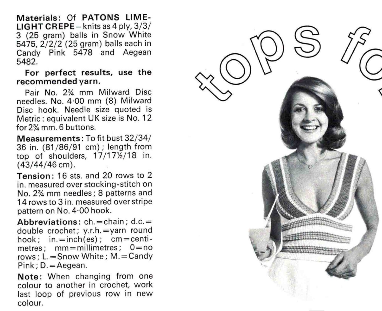 Summer Sun Tops to Knit & Crochet Vintage 1970's Patterns in ENGLISH ...