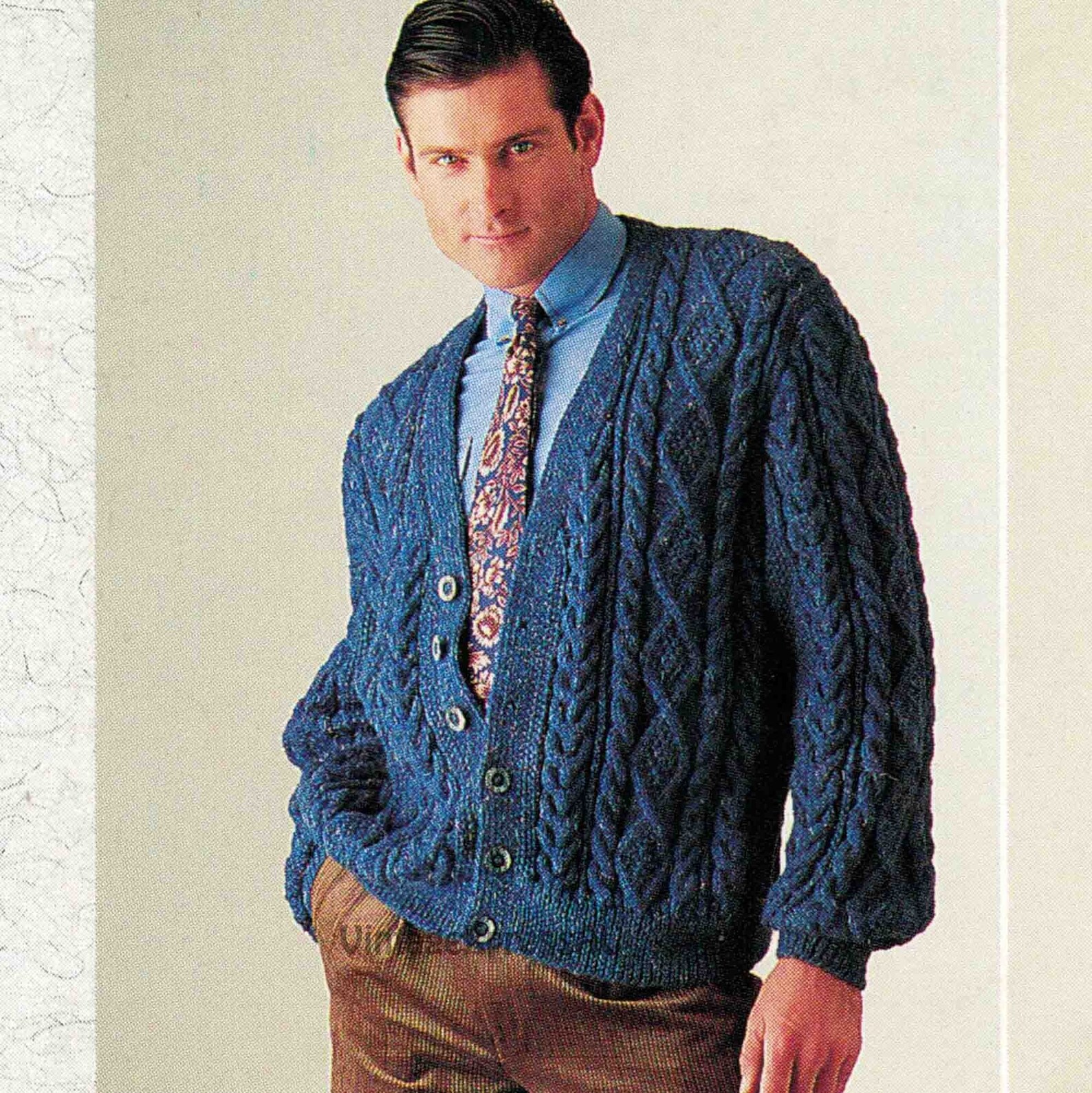 Aran Cable Knit Cardigan Man or Lady Knitting Pattern DK 8 Ply - Etsy