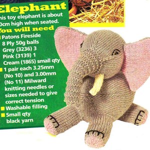 Zoo Jungle Animals Knitting Pattern 5-in-1 Elephant Tiger Lion Monkey ...