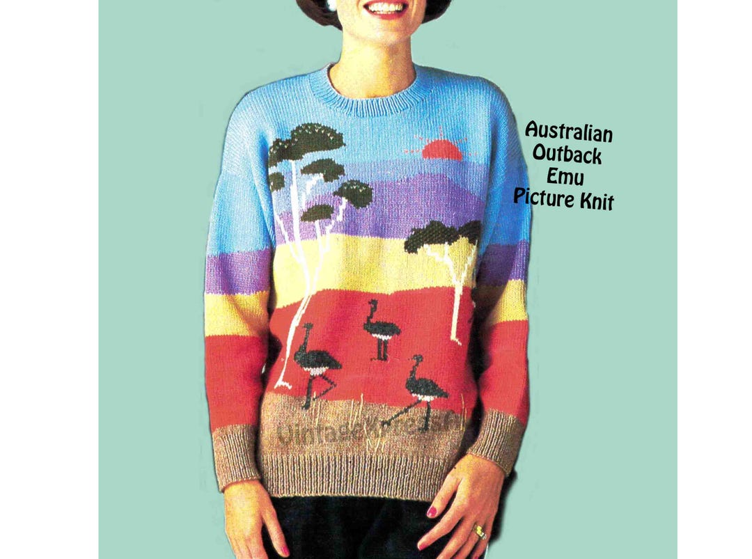 Emu Australian Outback Picture Sweater Knitting Pattern 2 Different ...