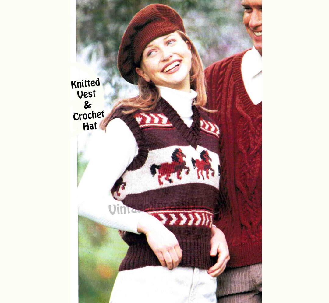Vest Slipover Horse Pony Motifs Sleeveless Sweater Knitting Pattern 3 ...