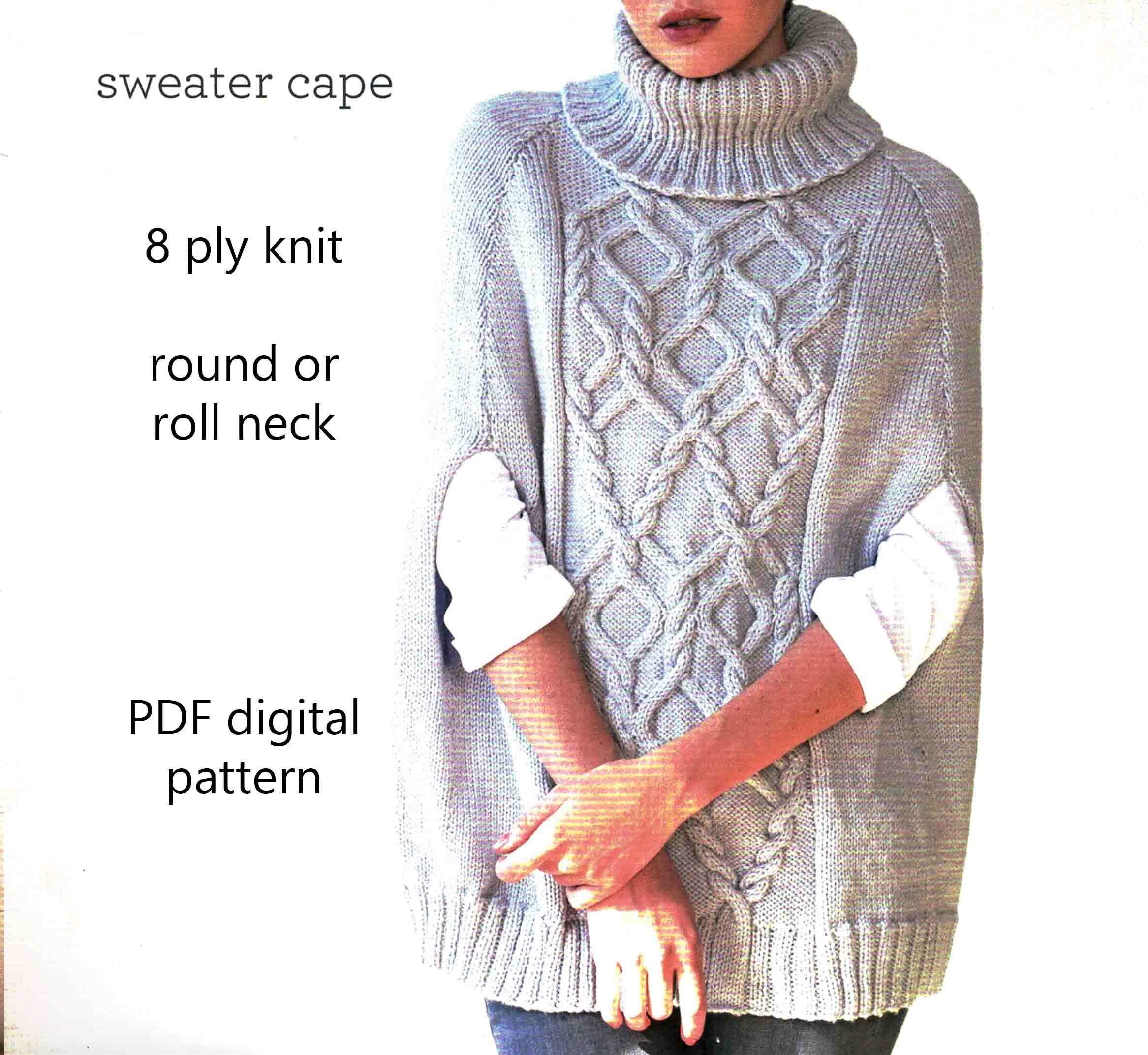 Sweater Cape Knitting Pattern DK / 8 Ply Women's 75-110cm - Etsy