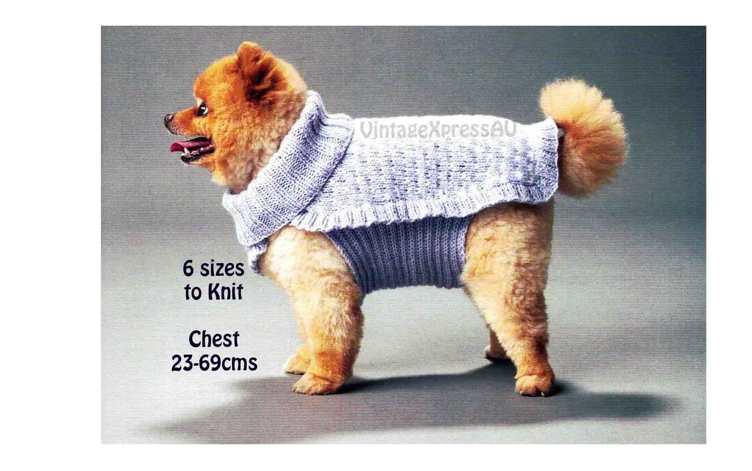 Dog Coat 6 Sizes Knitting Pattern Roll Neck Sweater With Frill DK 8 Ply ...
