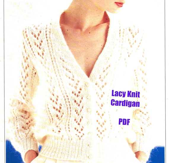 Lacy Cardigan Knitting Pattern Lace Panels Openwork Sexy - Etsy