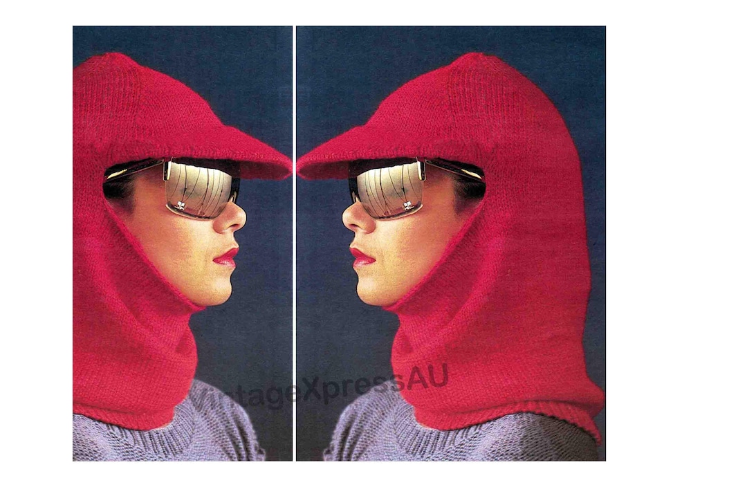 Peaked Hat Balaclava Knitting Pattern DK 8 Ply Head Size 54cm 22 ...