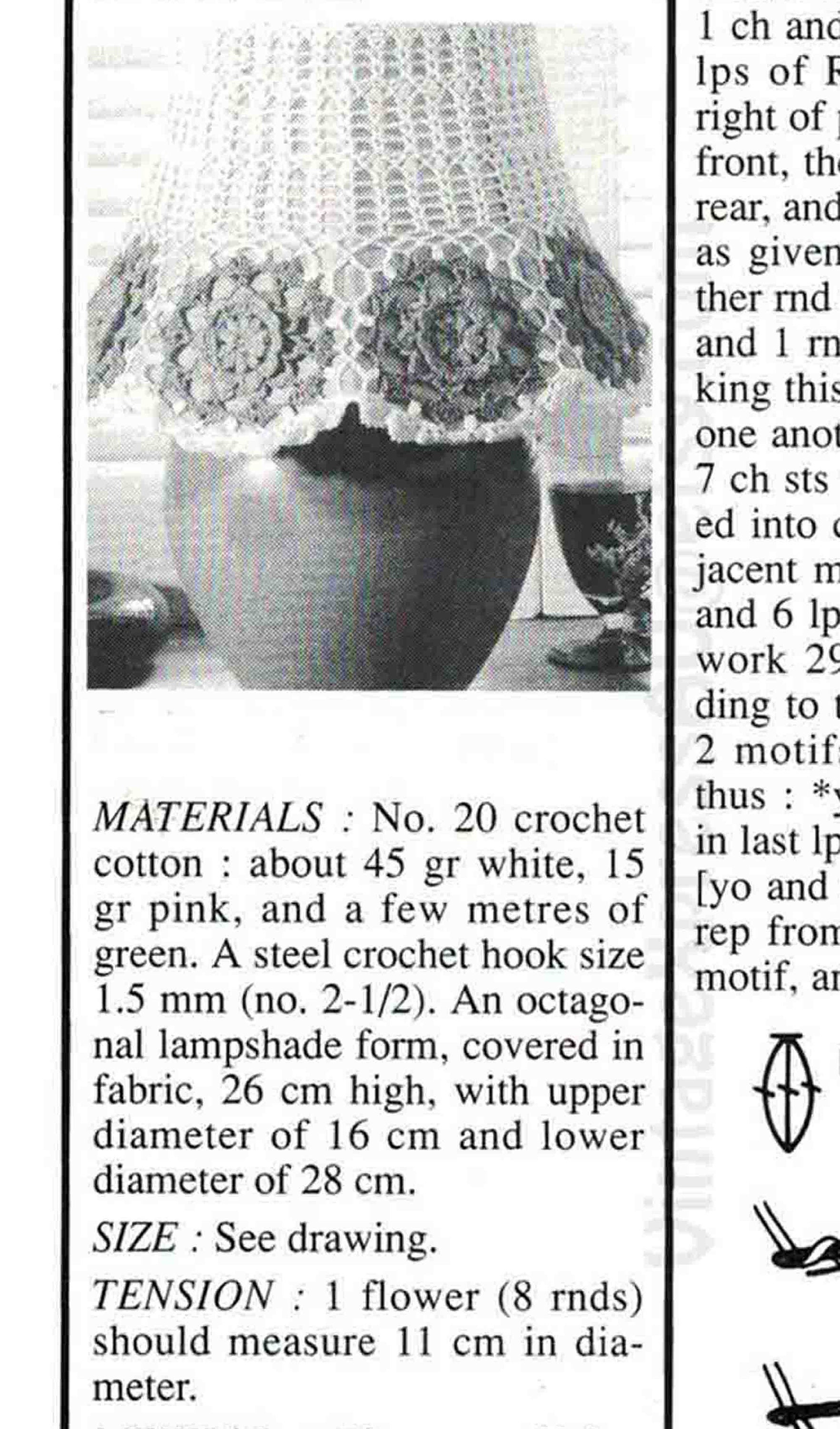 Lampshade With Flowers Crochet Pattern Octagonal Form 27cm W X 21cm H ...