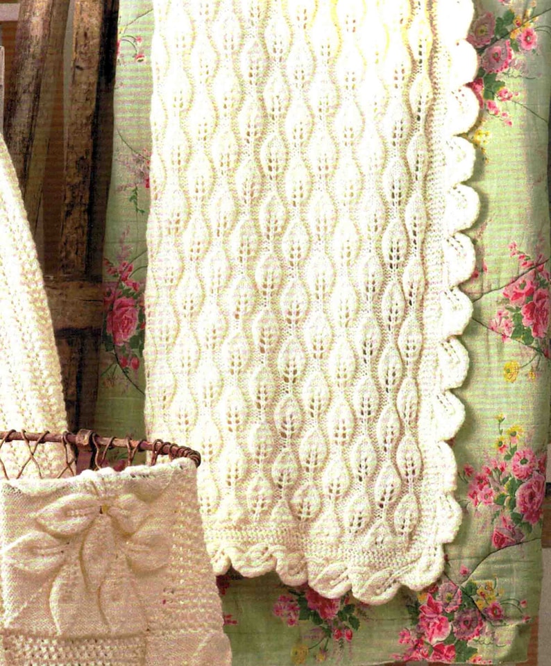 Baby Shawl Leaf Design Knitting Pattern in ENGLISH 4 Ply Fingering ...