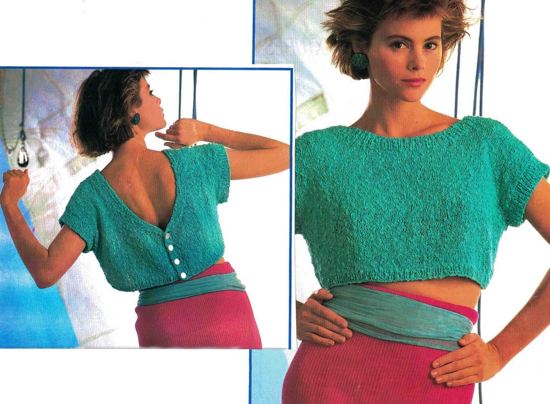 Mini Cropped Top Knitting Pattern Wear Both Ways Lady's 30-38" 5 Sizes ...