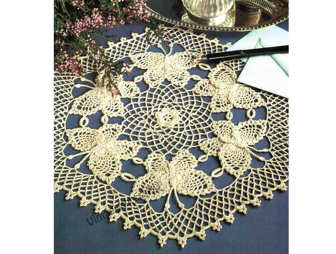 Butterfly Doily Filet Crochet Pattern in ENGLISH Acrobatics 33cm ...