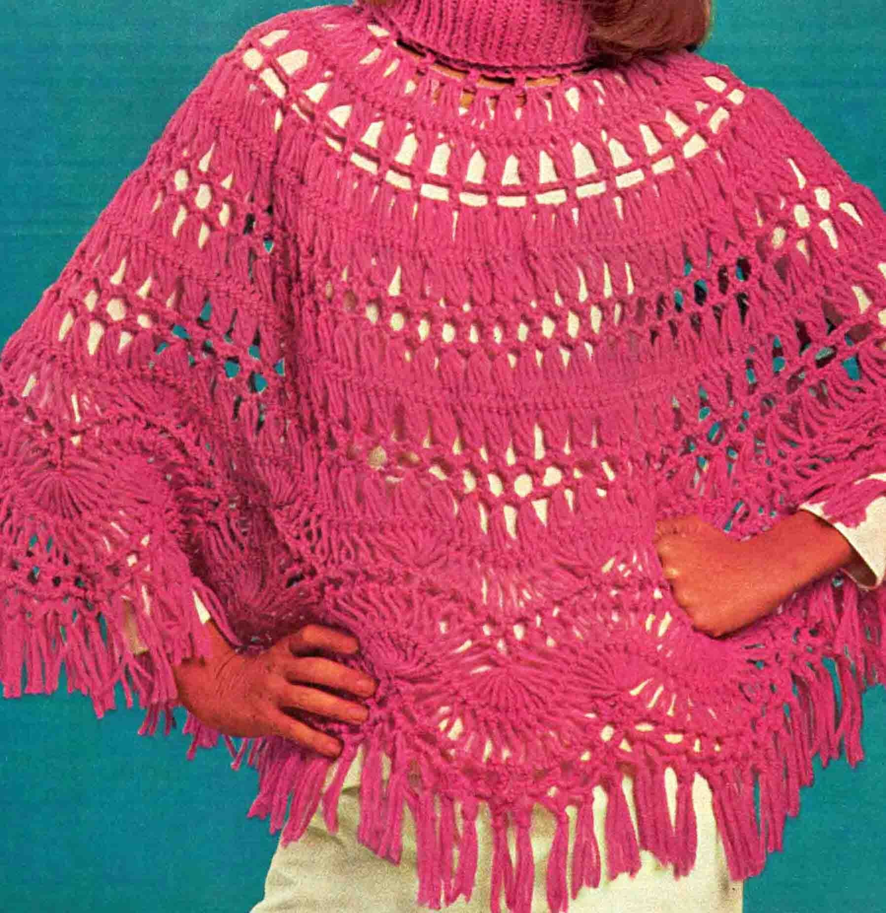 Digital 1970's Poncho Crochet Pattern in ENGLISH One Size Fits All ...