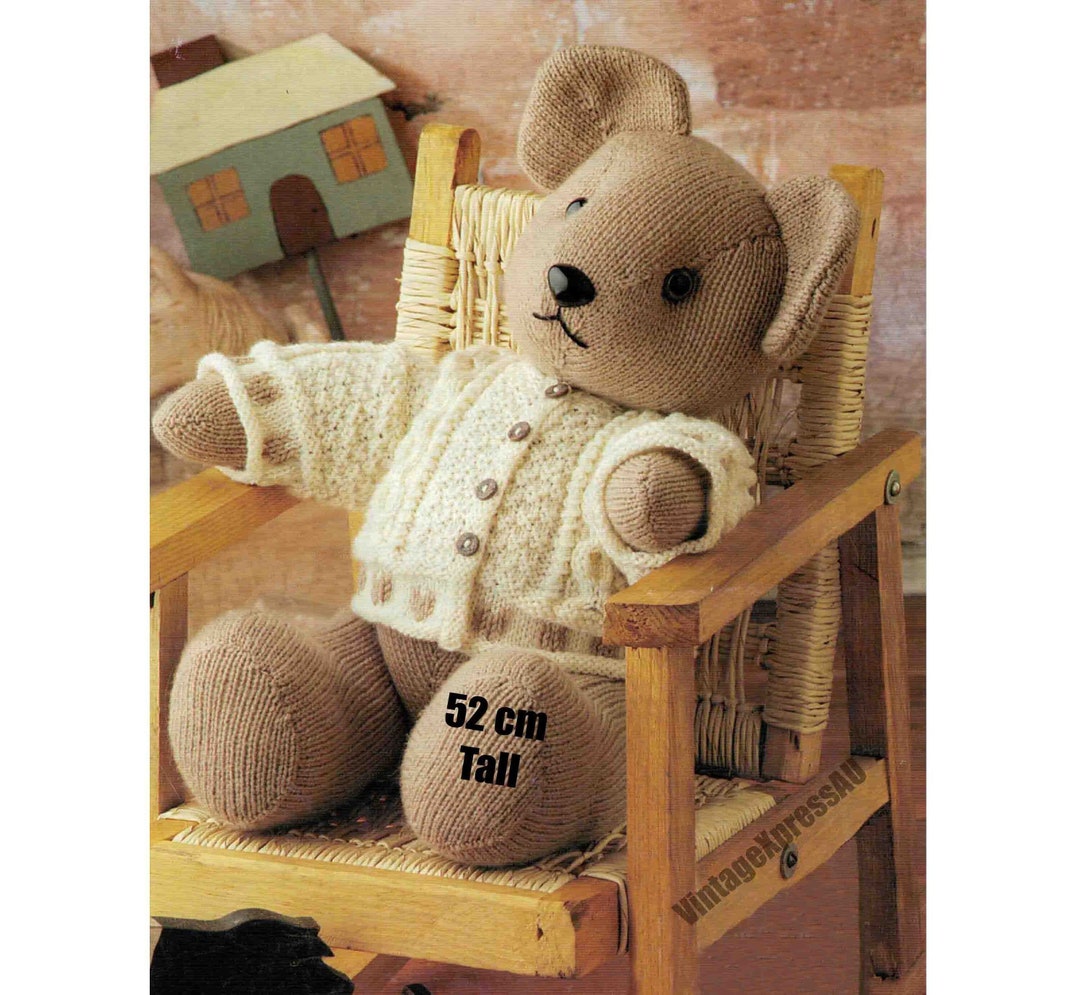 Teddy and His Cardigan Jacket Knitting Pattern DK 8 Ply Teddy Bear Soft ...