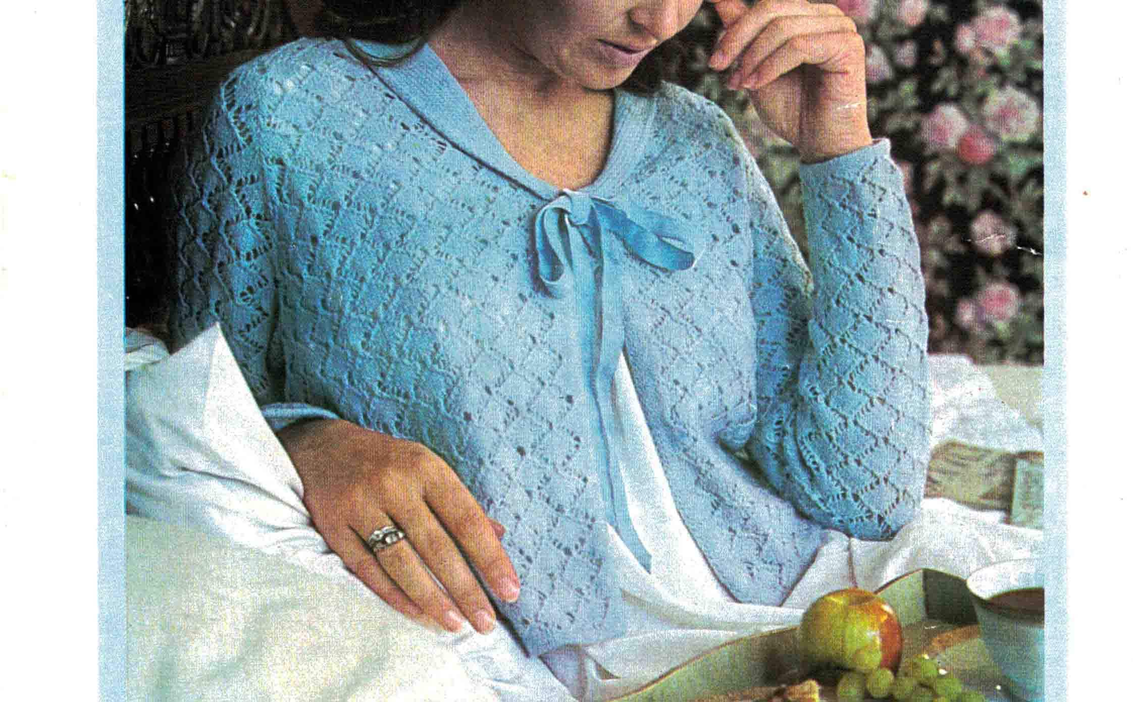 Women's Bed Jacket Knitting Pattern 1980's Vintage Knitted Bedjacket ...