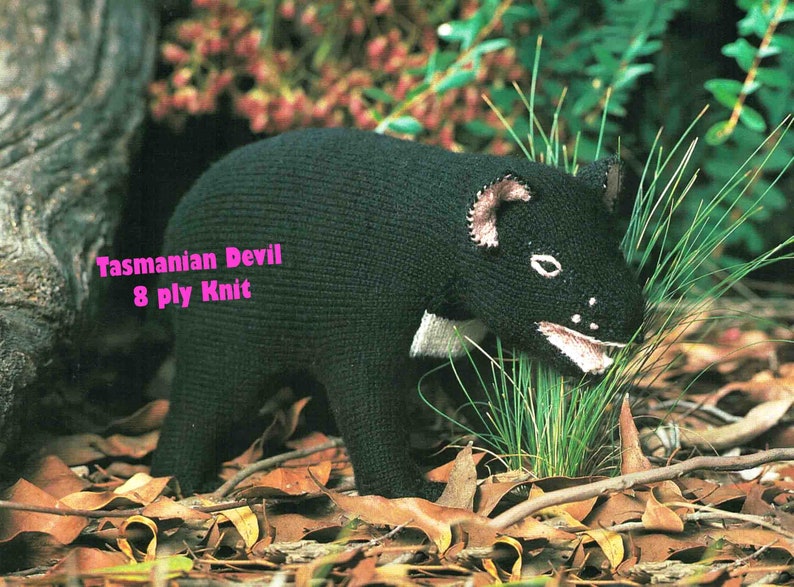 Tasmanian Devil Animal Knitting Pattern Australian Wildlife 8 | Etsy