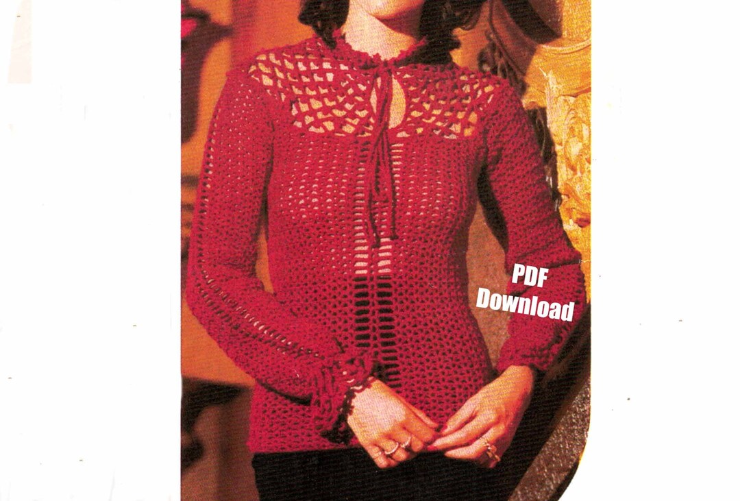 Openwork Sweater Crochet Pattern 3 Sizes Women 80-90cm 31.1/2-35.1/2in ...