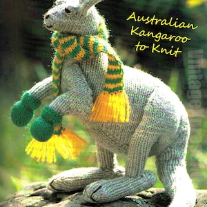 Australian KANGAROO Knitting Pattern in ENGLISH Soft Toy 30cm Kanga ...
