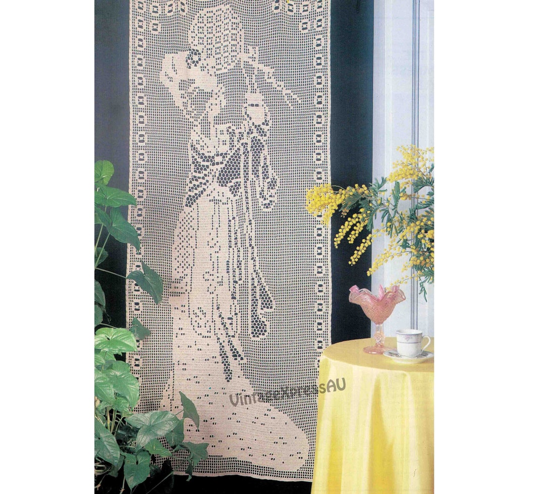 Japanese Style Filet Crochet Pattern 142.5cm X 64cm Geisha Girl Japan ...