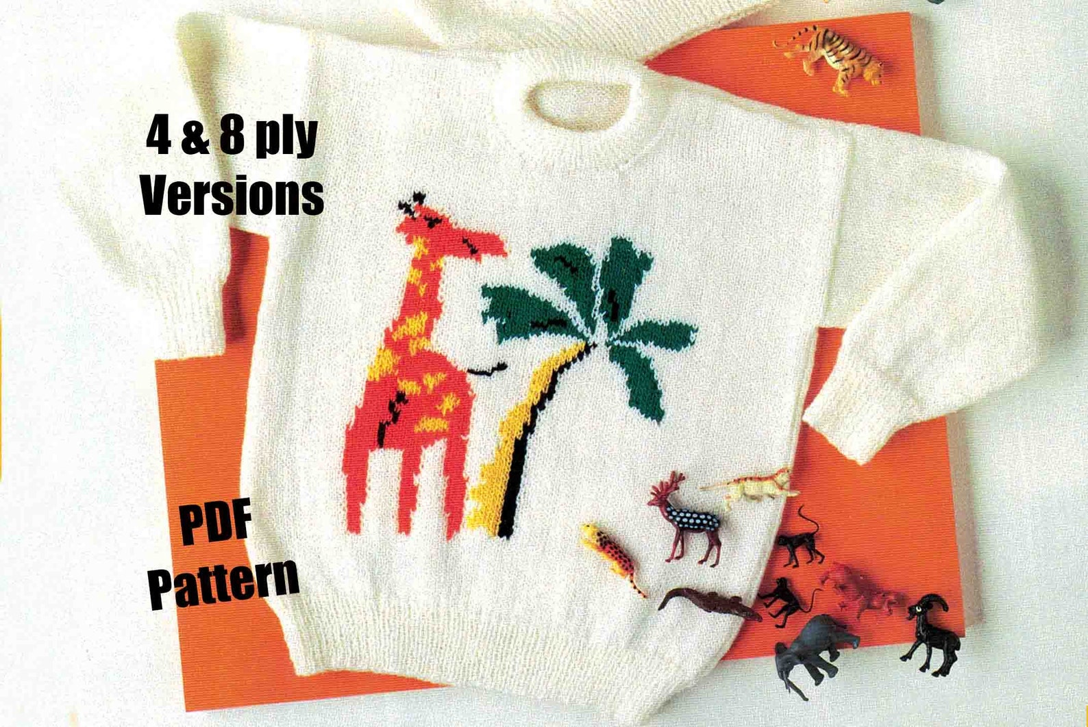 Child's GIRAFFE Motif Sweater Knitting Pattern 4 or 8 Ply - Etsy