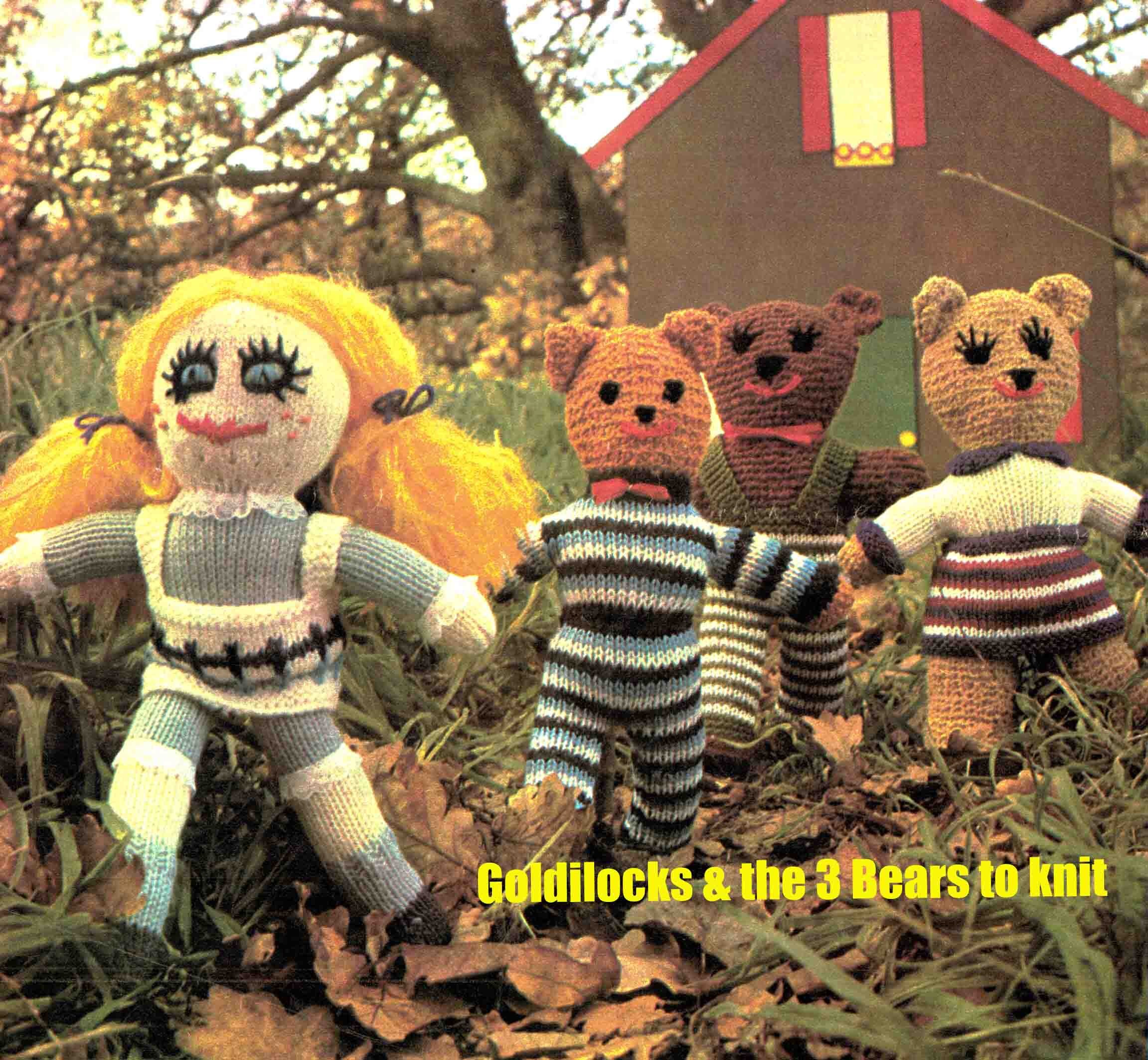 Goldilocks & the 3 Bears Knitting Pattern Vintage Nursery - Etsy
