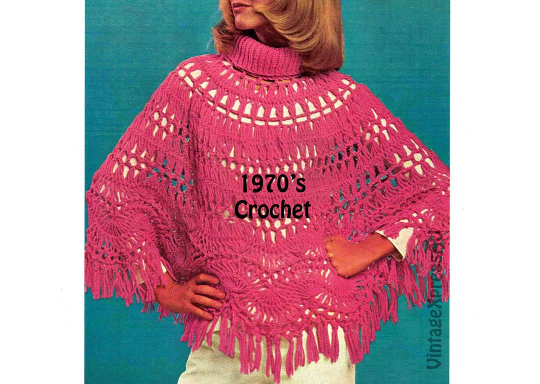 Digital 1970's Poncho Crochet Pattern in ENGLISH One Size Fits All ...