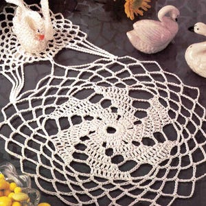 Swans Doily Filet Crochet Pattern 40cm in Diameter 15.3/4" Featuring 6 ...