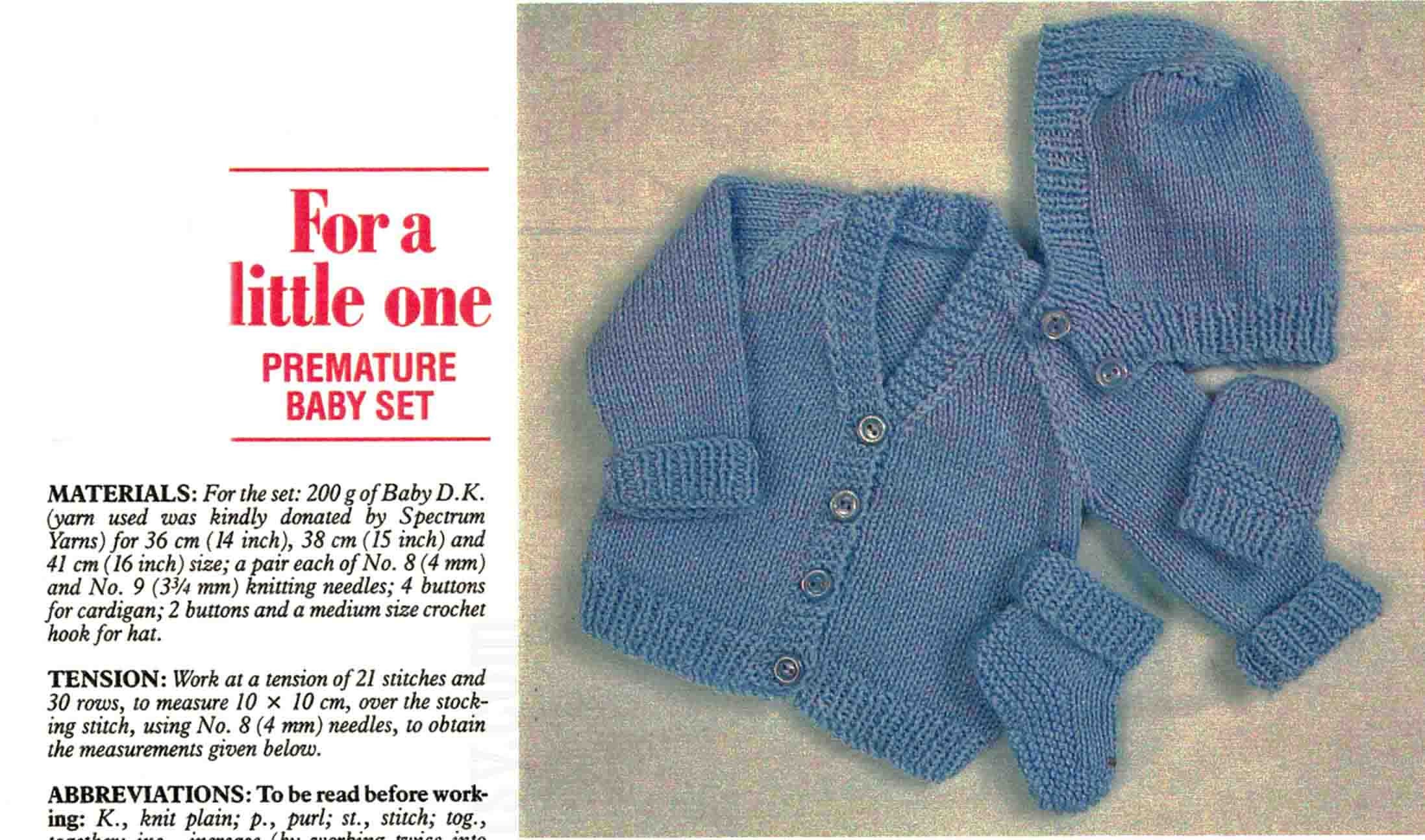 Premature Baby Set Knitting Pattern Cardigan Hat Bootees - Etsy