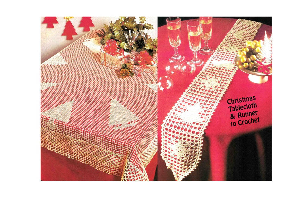 Christmas Trees Tablecloth and Holiday Runner Crochet Pattern Festive ...