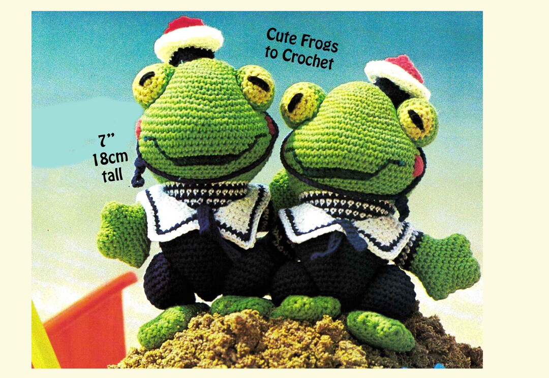 Frog Twins Crochet Pattern in ENGLISH 4 Ply Soft Toy Frogs 7in 18cm ...