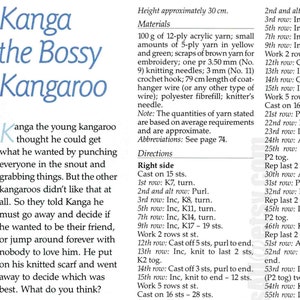 Australian KANGAROO Knitting Pattern in ENGLISH Soft Toy 30cm Kanga ...