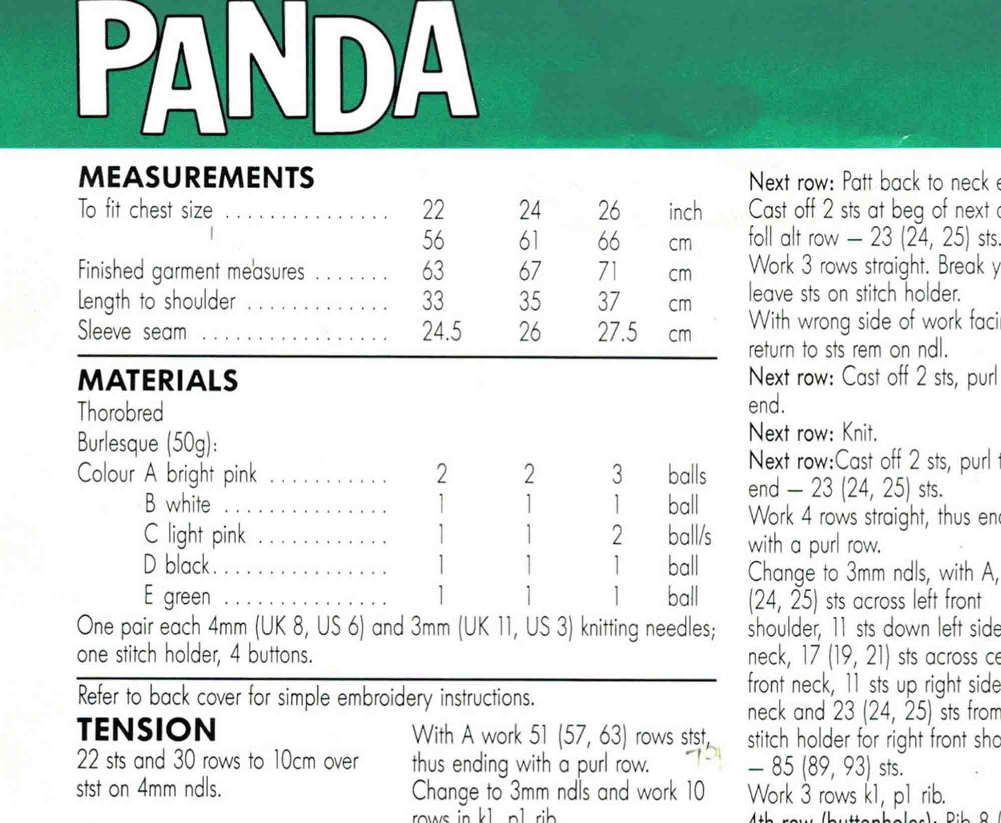 Panda Embroidered Sweater Knitting Pattern Jumper Pullover - Etsy