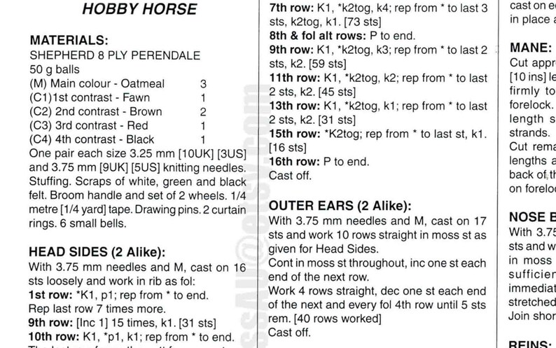 Hobby Horse Knitting Pattern Ride on Toy DK 8 Ply Yarn Stick Pony PDF ...