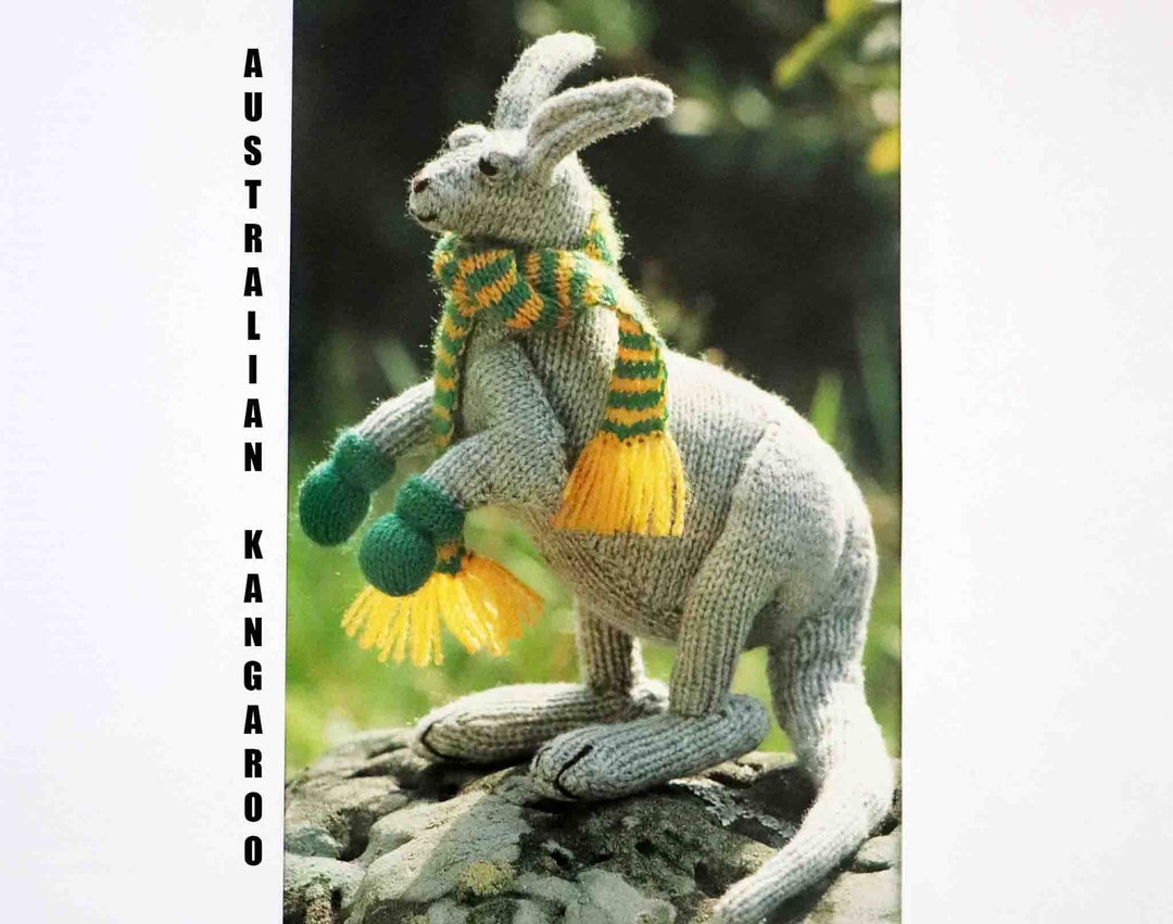 Australian KANGAROO Knitting Pattern in ENGLISH Soft Toy 30cm Kanga ...