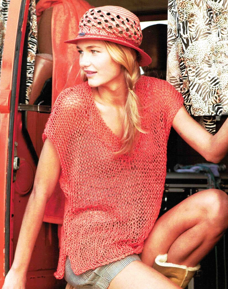 Beach Cover up Mesh Top Knitting Pattern 8 Ply Short or Long - Etsy