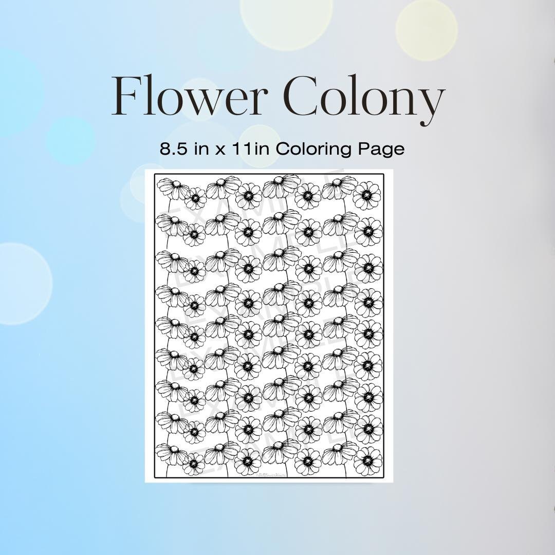 Flower Colony 8.5 X 11 Coloring Page - Etsy